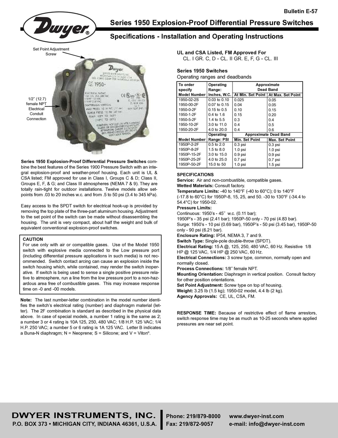 Dwyer Series 1950 Differential Pressure Switch – Signal2U