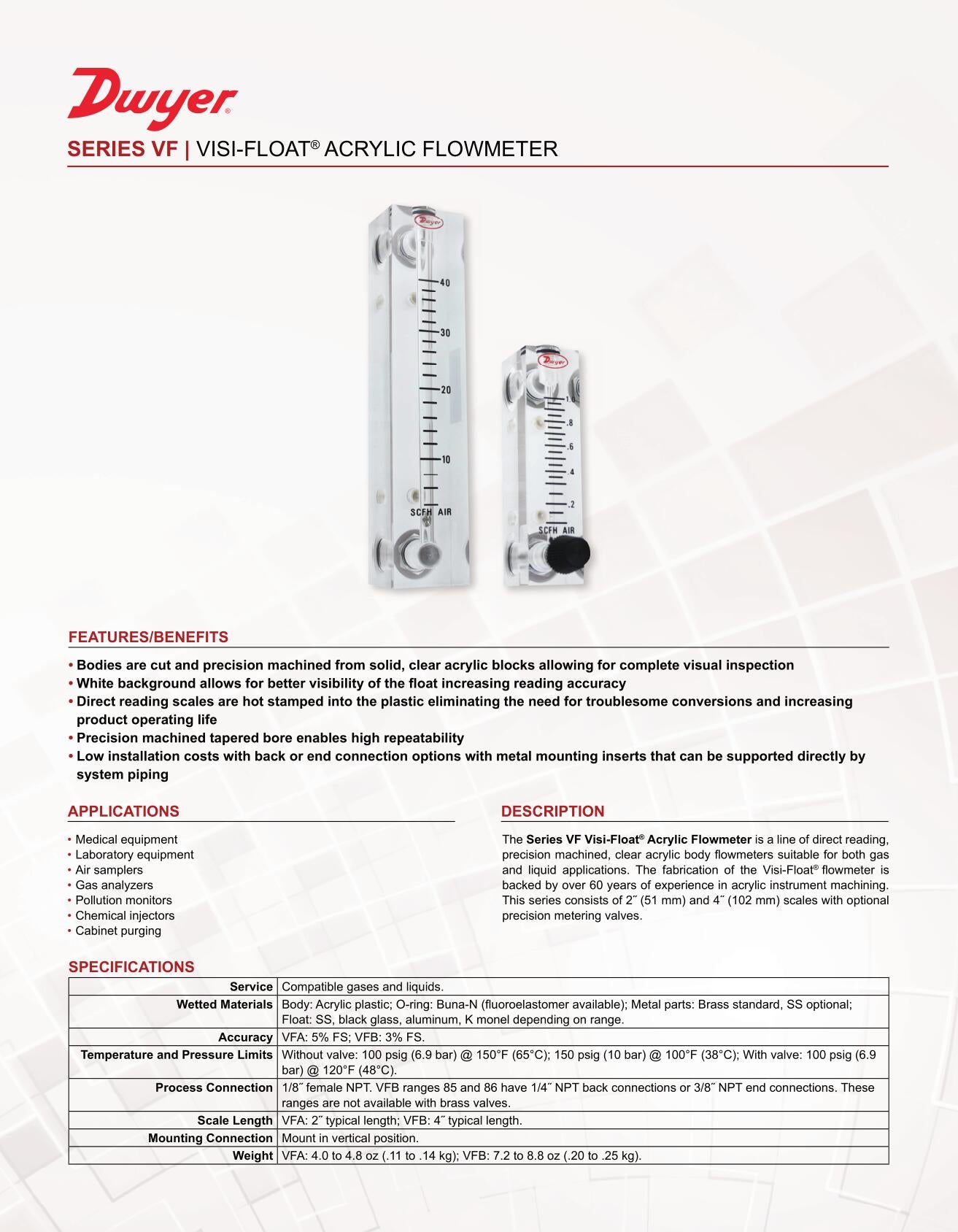Dwyer Series VF Visi-Float Acrylic Flowmeter – Signal2U